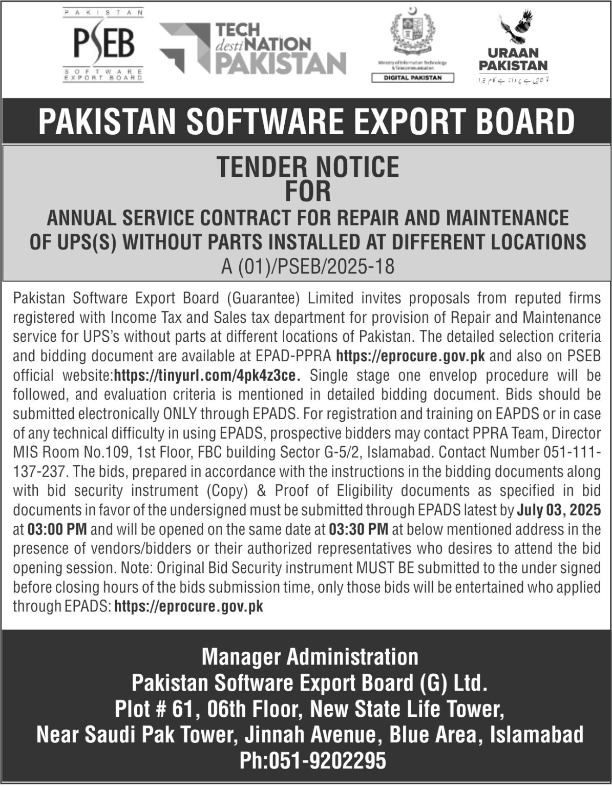 Tenders - Pakistan Tech Destination Of The Year