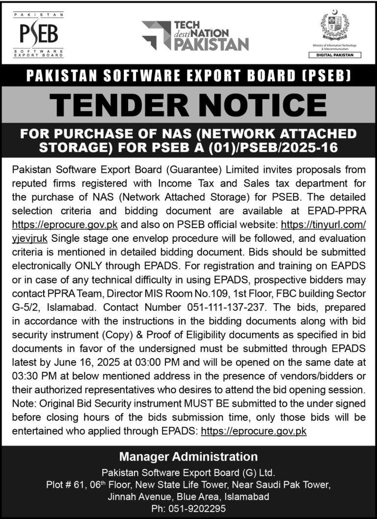 Tenders - Pakistan Tech Destination Of The Year